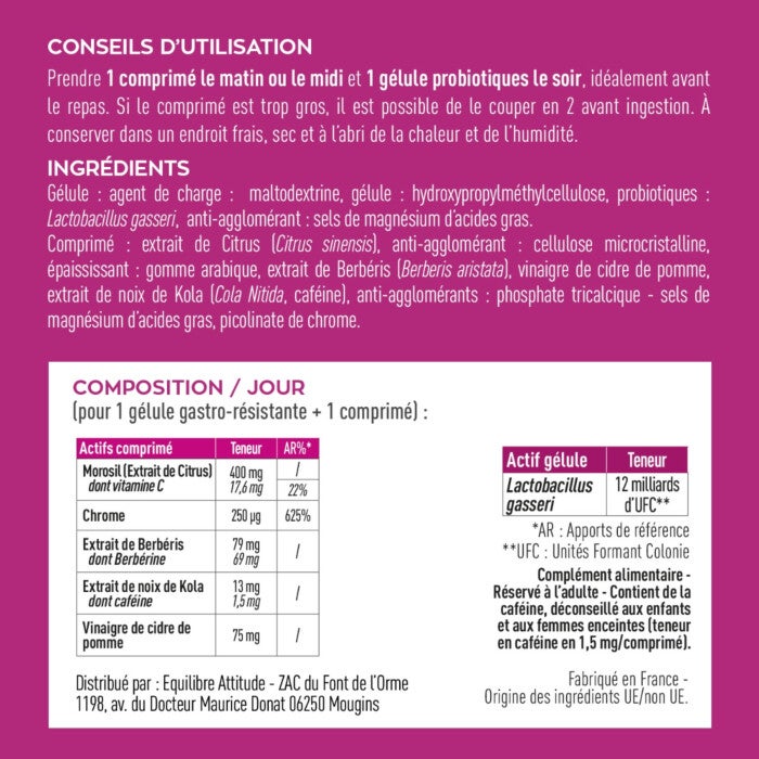 GRANIONS COMPLEXE MINCEUR PROBIOTIQUE L-Gasseri Berbérine Morosil
